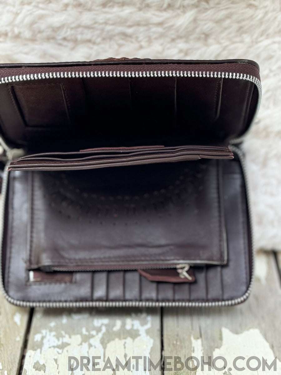 Lotus Leather Boho Wallet Purse Hand Tooled – Dreamtime Boho